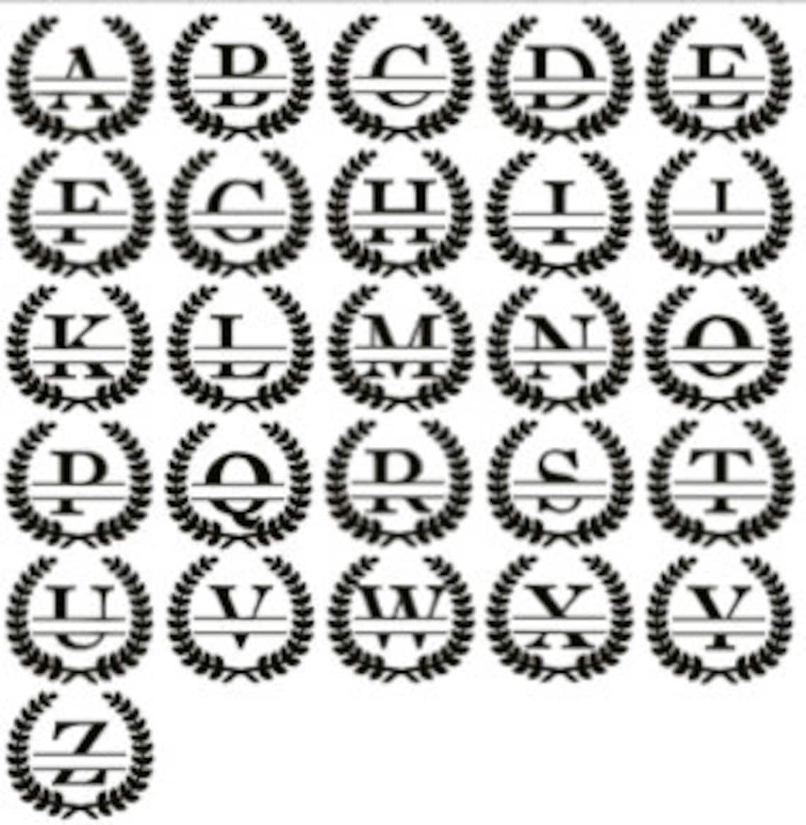 Monogram Car Decal/monogram Decal/split Letter Decal/ Laurel | Etsy