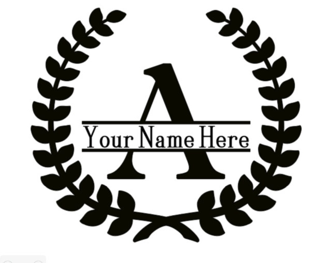 Laurel Wreath Monogram Vinyl Decal - Personalized Car Decal - Etsy