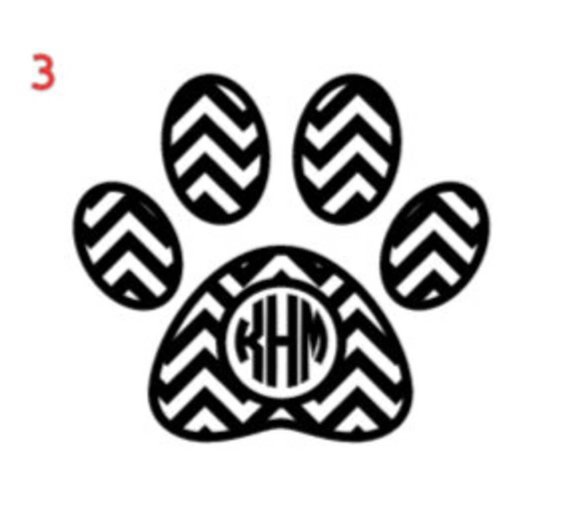 Paw Print Monogram/circle Monogram/window Decal/paw Print - Etsy