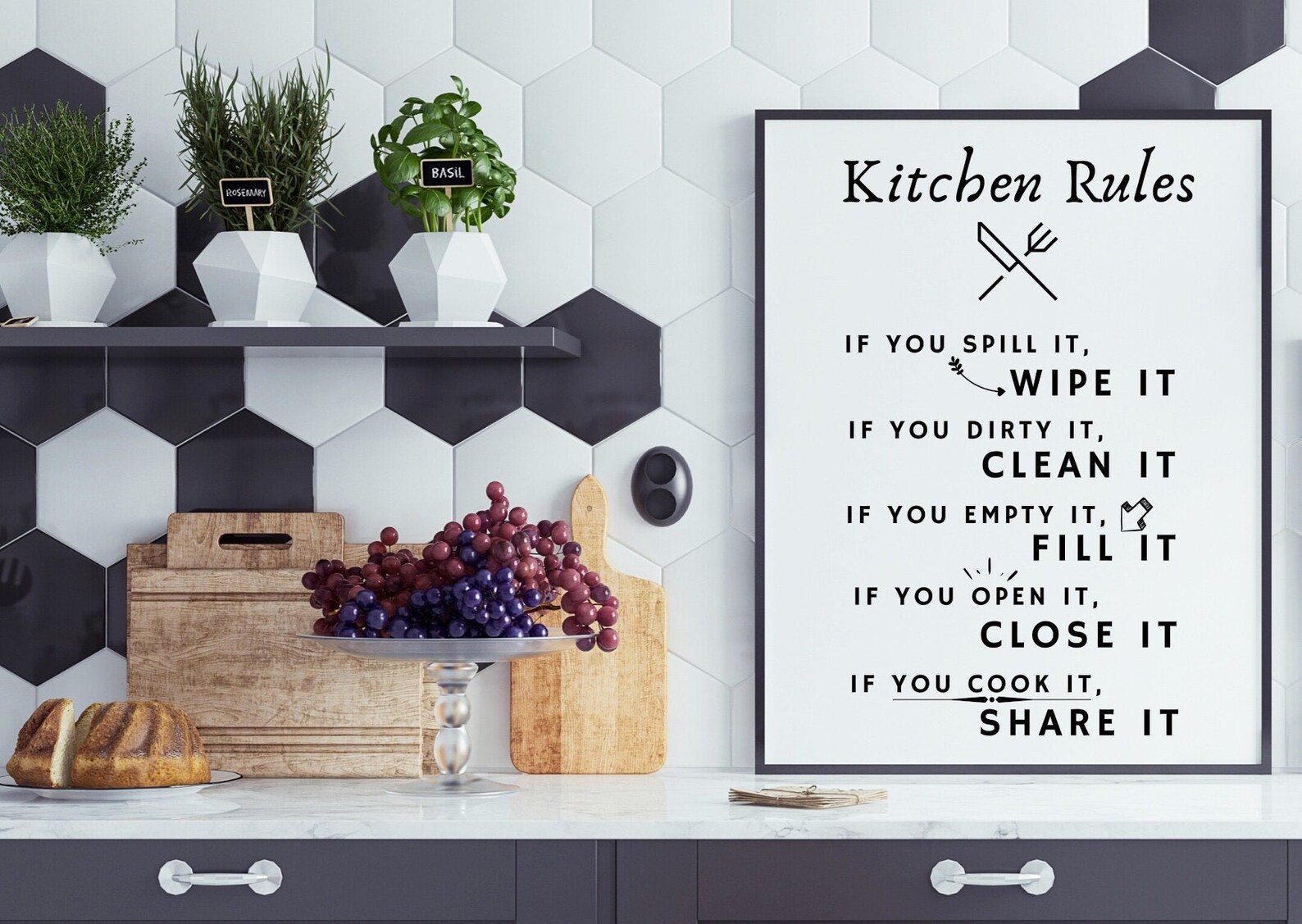 CUSTOMIZED Kitchen Rules Sign Kitchen Wall Signs Family - Etsy