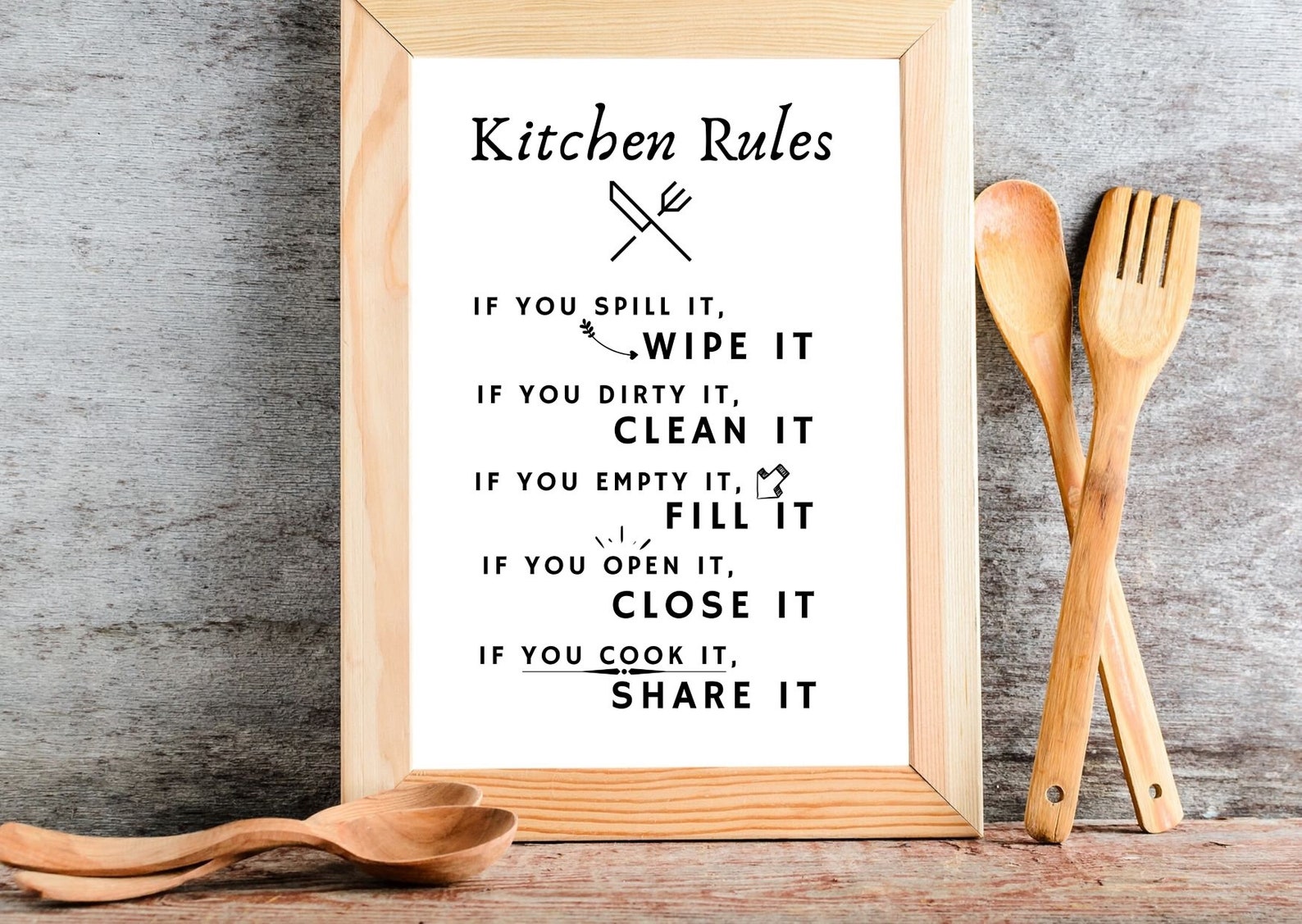 CUSTOMIZED Kitchen Rules Sign Kitchen Wall Signs Family - Etsy