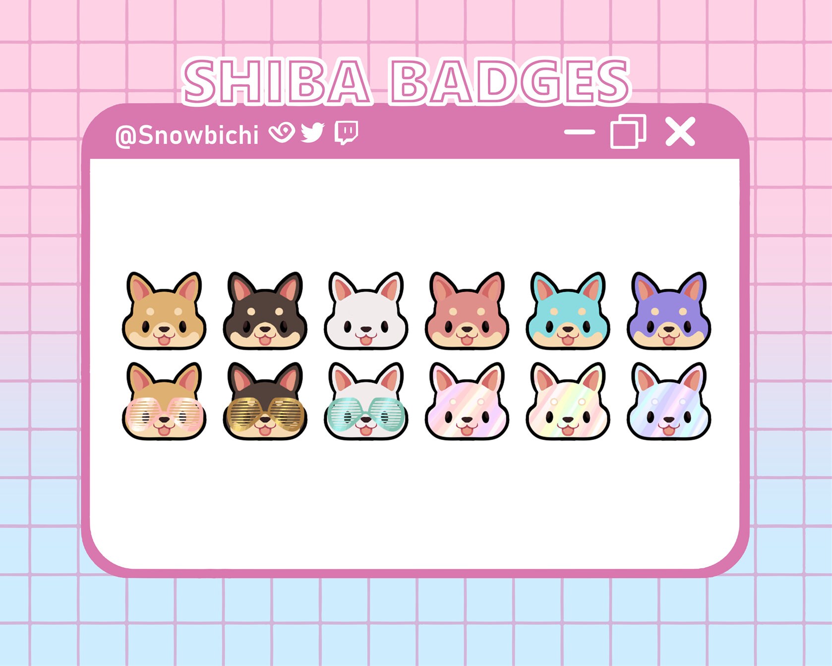 SHIBA Twitch Sub Bit Cheer Badges 12 | Cute Twitch Badges | Ready to ...
