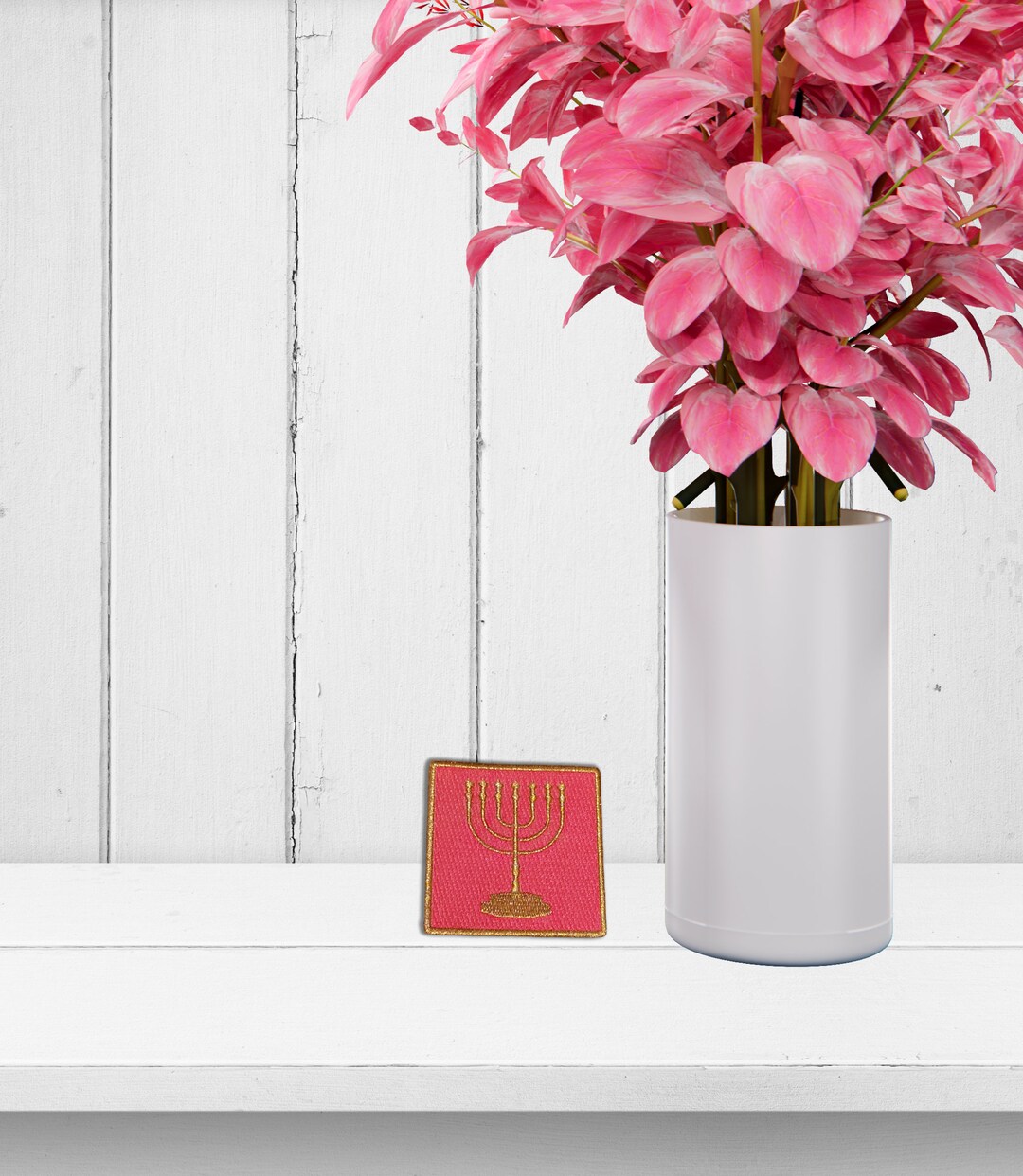 Hot Pink 7 Branch Menorah Patch Iron-on Menorah Sew-on Hebrew Israelite ...