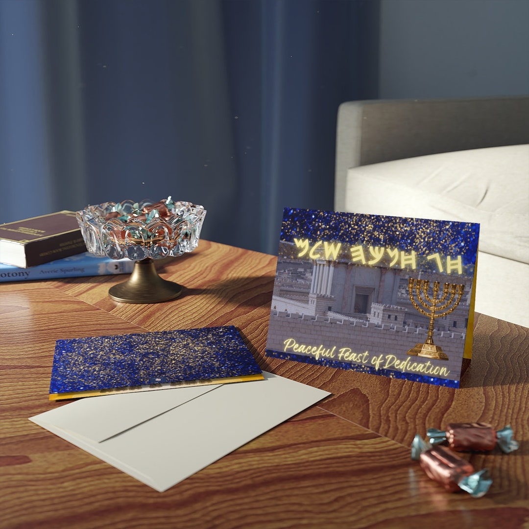 Sapphire Blue Chaanakah Greeting Cards Temple Menorah Feast of ...
