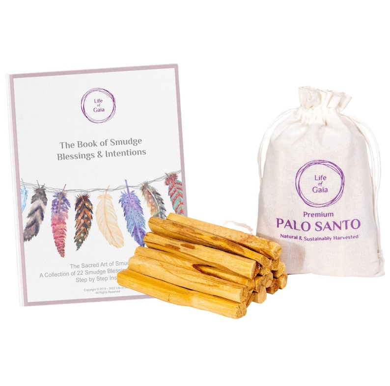 Authentic Palo Santo Sticks With Smudge Prayer Book - Set of 15 in Pure ...