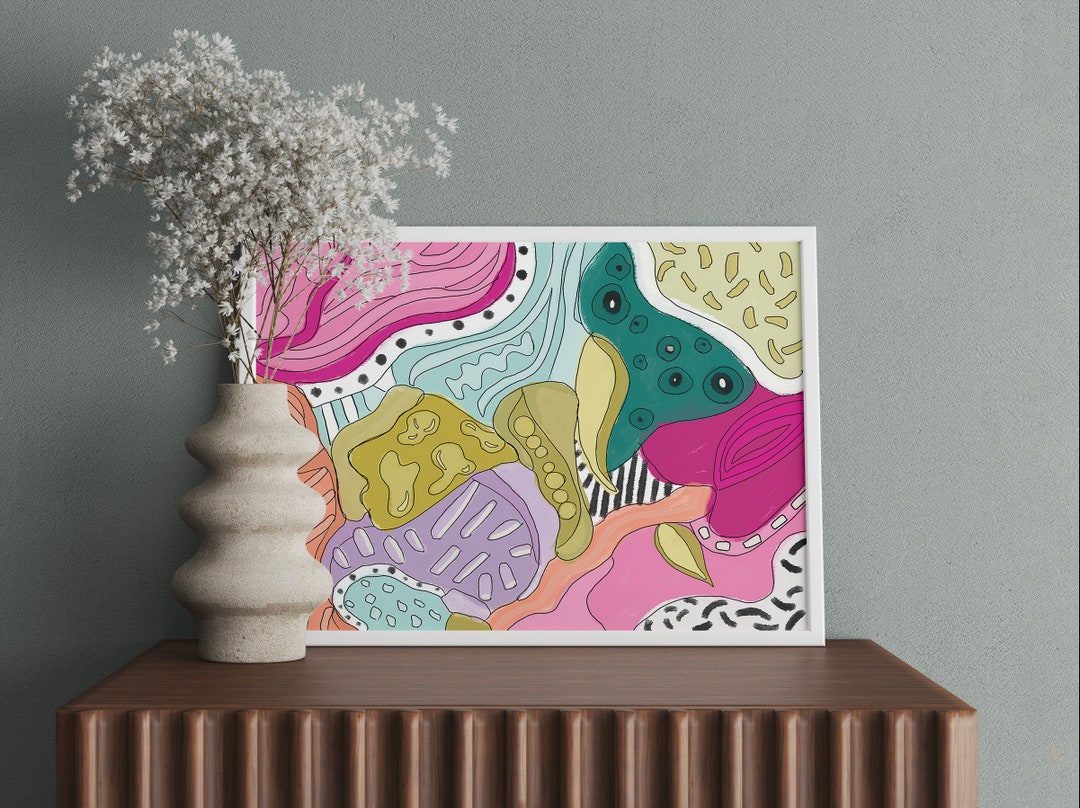 Multicolour Abstract Painting Digital Print | Wall Art Unique Art Deco ...