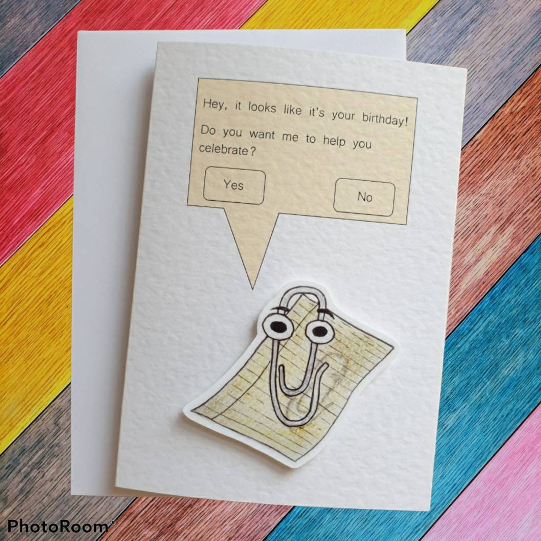 Clippy | Handcrafted Birthday Card - Etsy