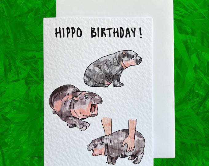 Hippo Birthday Card - "hippop Hooray It's Your Birthday!" - ID: BIR066 ...