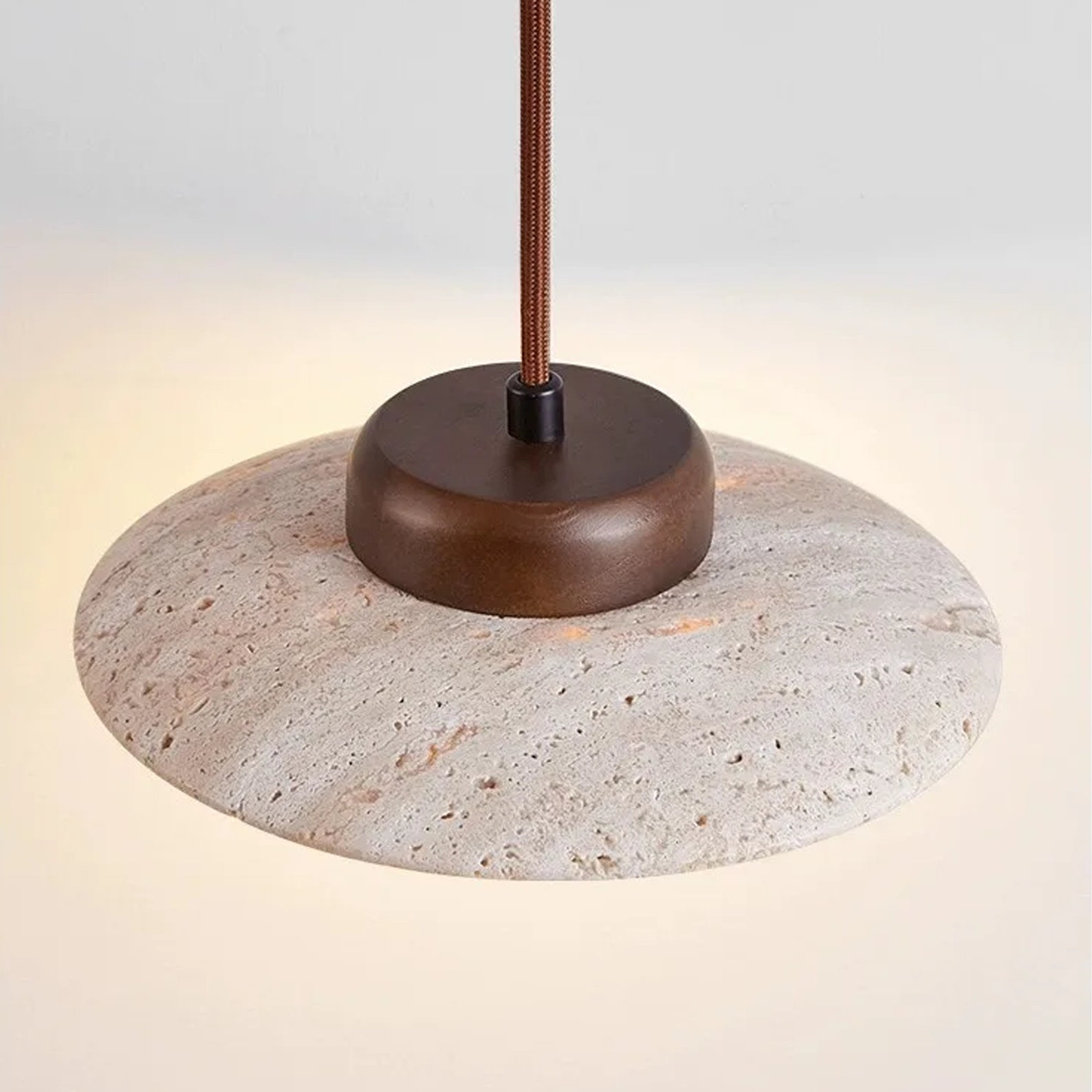 Yellow Travertine Light Pendant Light for Bedroom Cream Style Stone ...