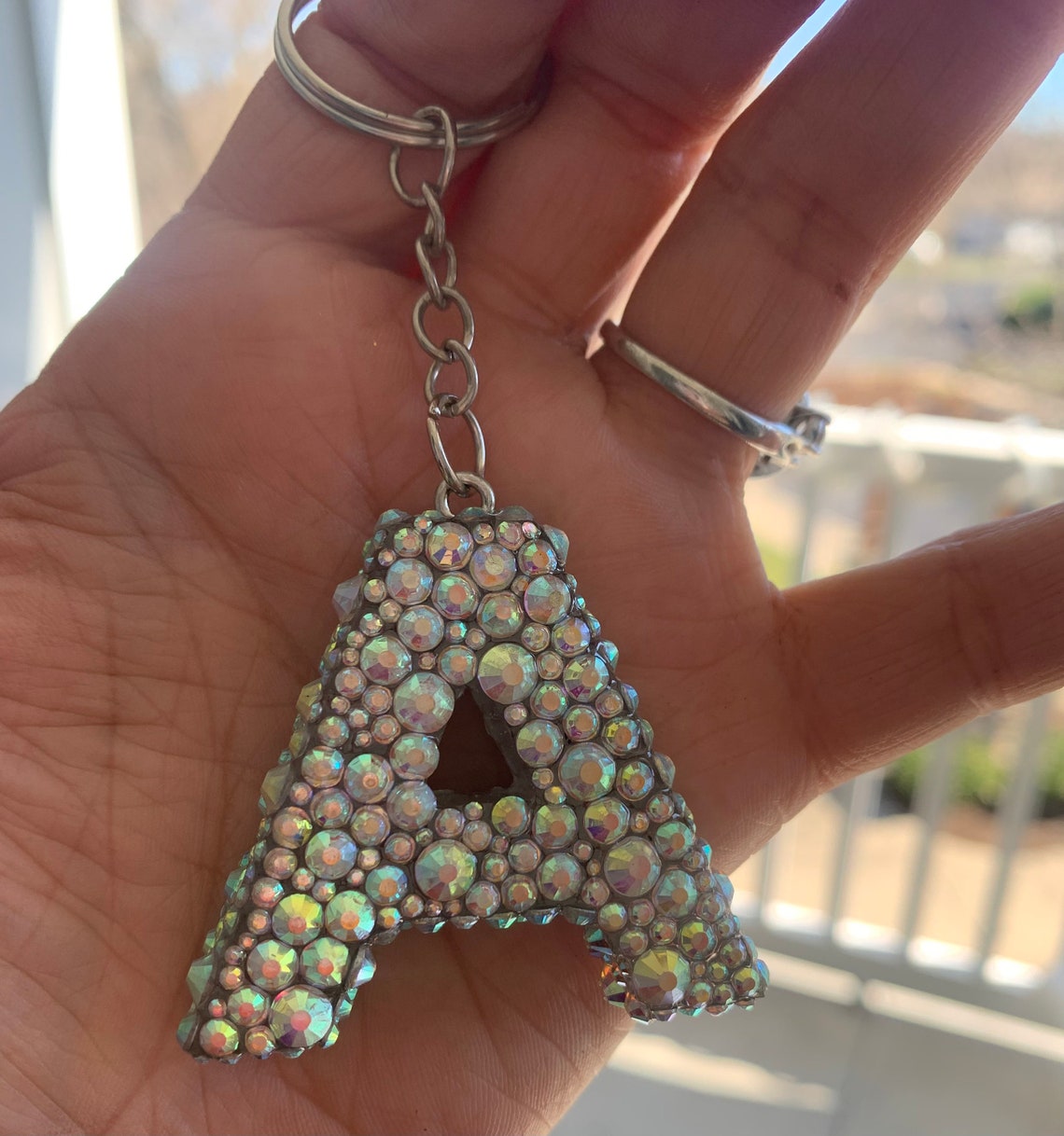 Bling Letter Keychain - Etsy