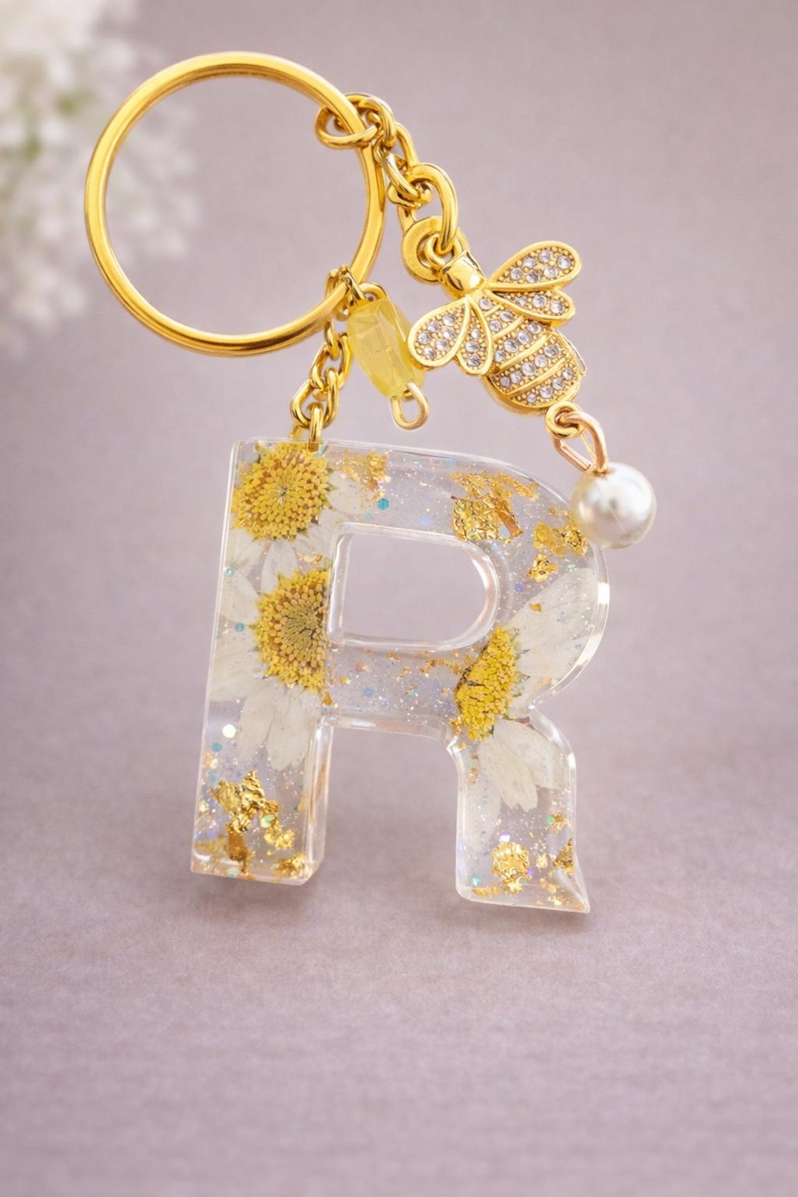 Real Flower Resin Keychain - Etsy