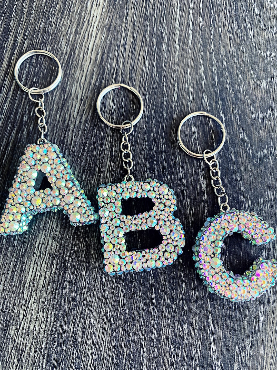 Bling Letter Keychain - Etsy