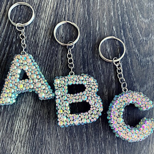 Personalized Large Letter Rose Gold Keychain Custom Initial - Etsy
