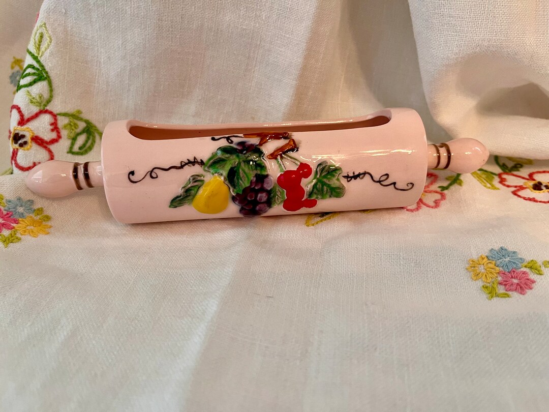 Sweet Ceramic Rolling Pin Planter/holder 1950's Charm - Etsy