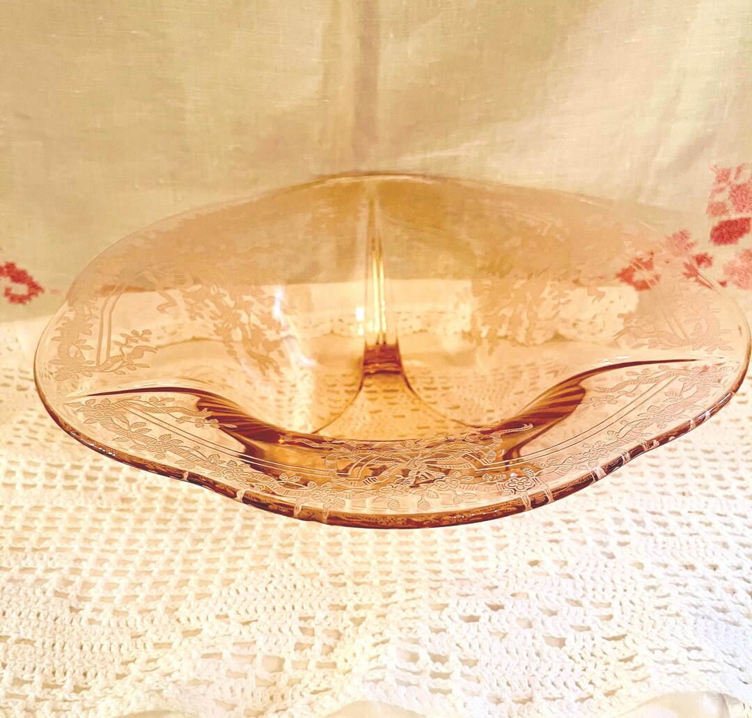 Fostoria Romance Etched Glass ~ Three Footed Centerpiece Bowl - Etsy