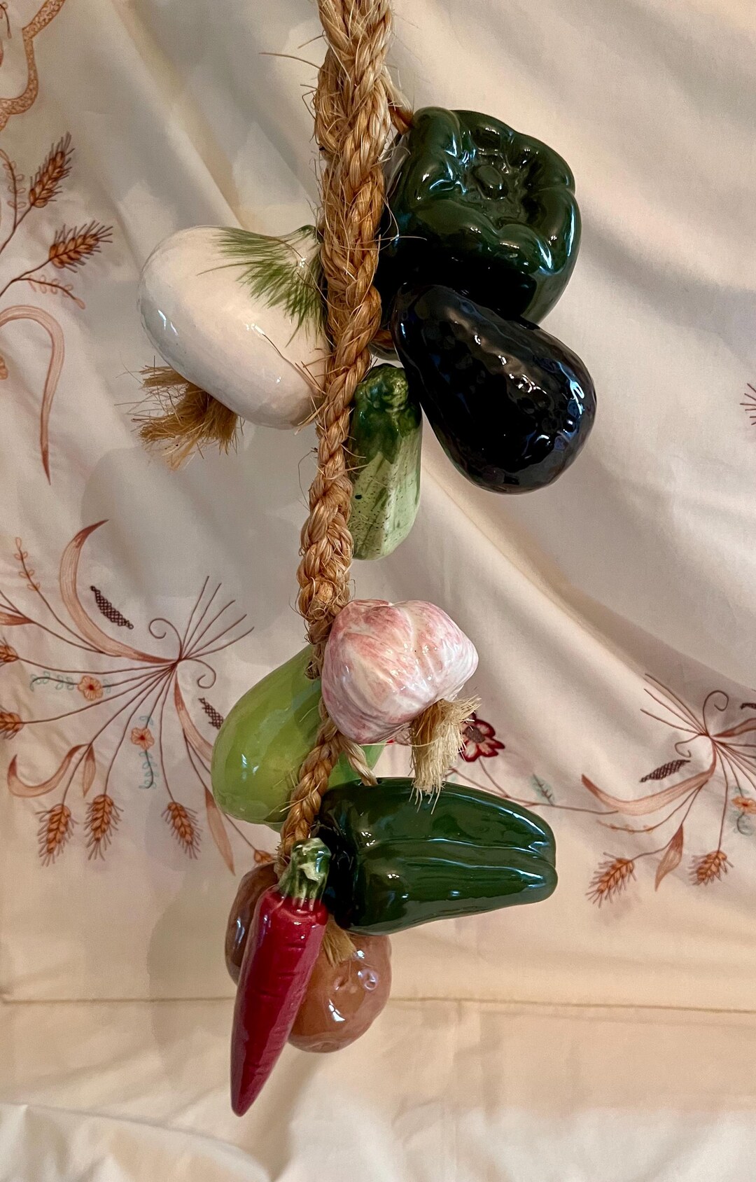 Vintage Ceramic Vegetables Braided Hanging Jute Rope Ristra Pristine - Etsy