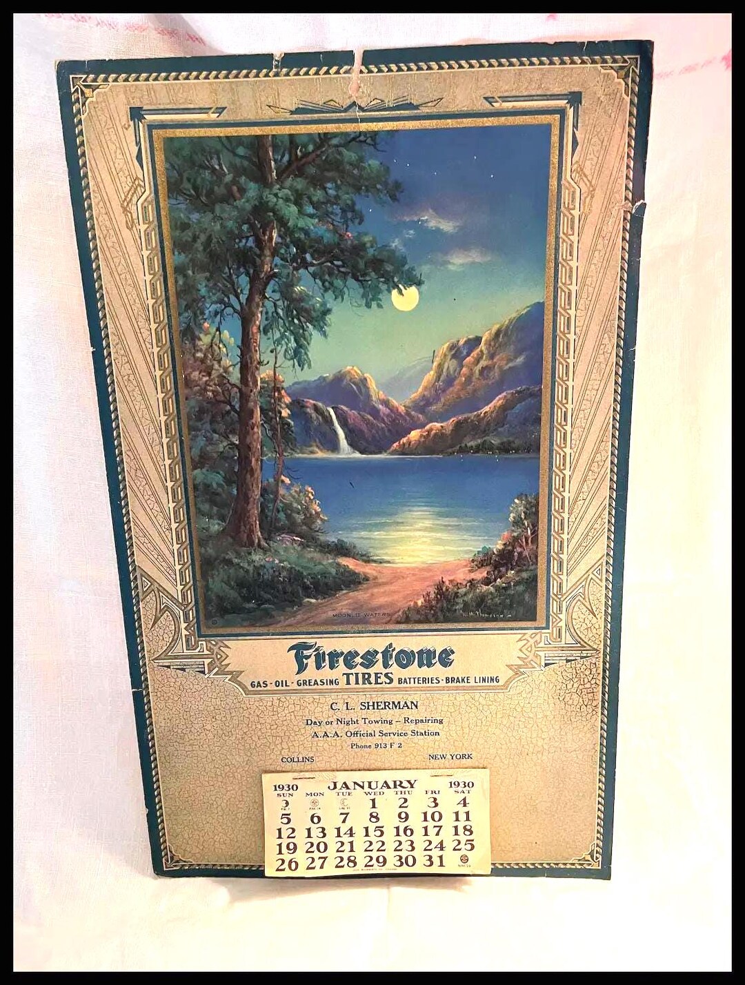 1930s Firestone Tires "moonlit Waters" Calendar ~ N.Y. ~ Collectible - Etsy