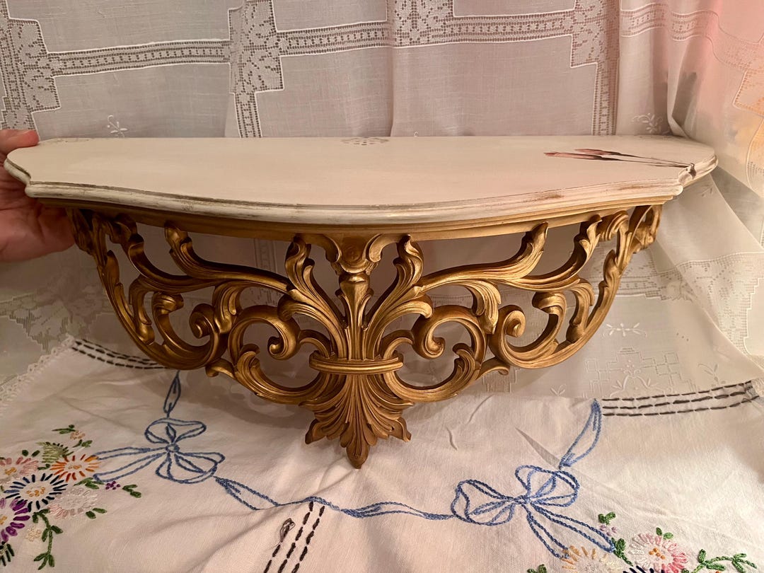 Gold Syroco Detailed Wall Shelf ~ Hand Painted ~ Embellished Shelf ...