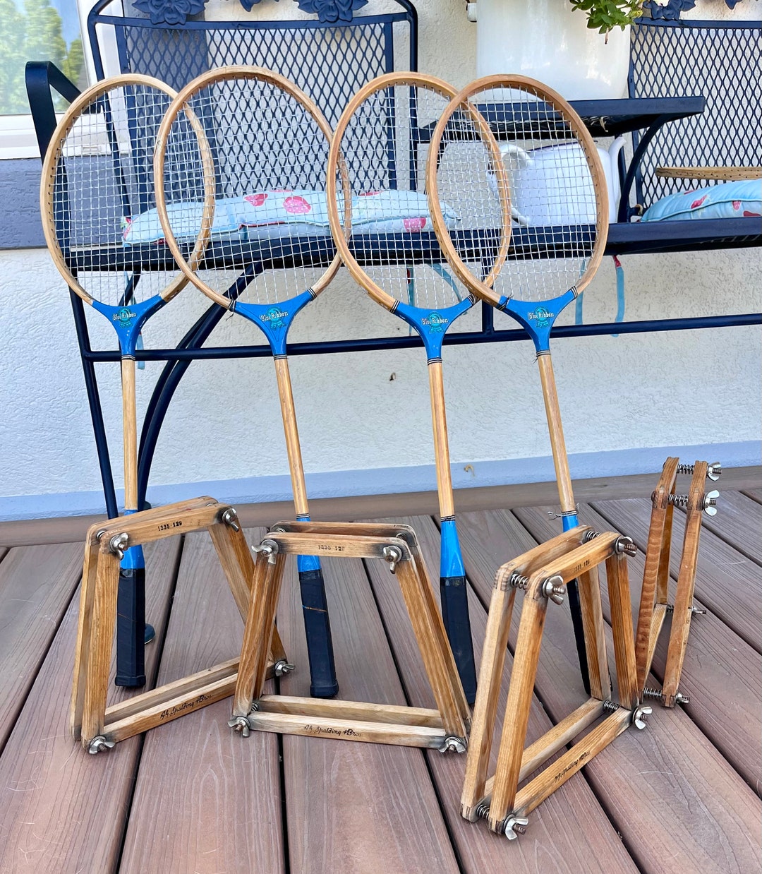 A.G. Spalding & Bros. Blue Ribbon Badminton Rackets and 4 Frame ...