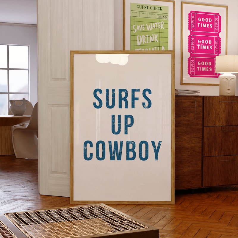 Surf Cowboy Print - Etsy