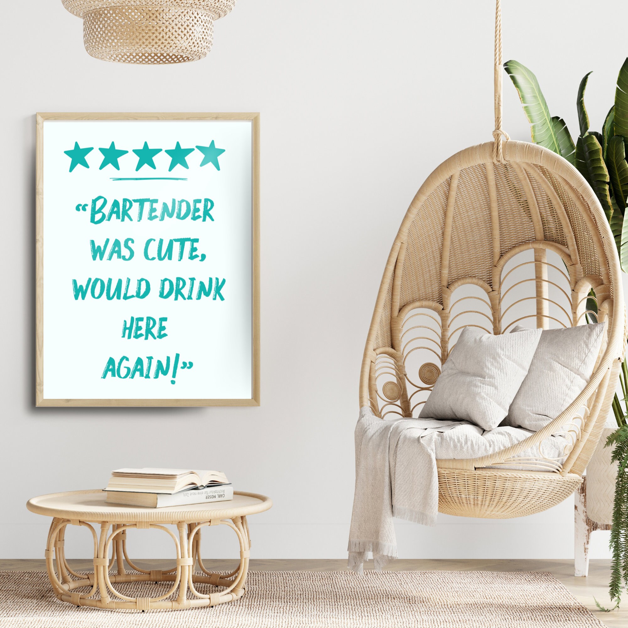 Aesthetic Bar Art Bartender Was Cute Wall Art Coastal Bar - Etsy