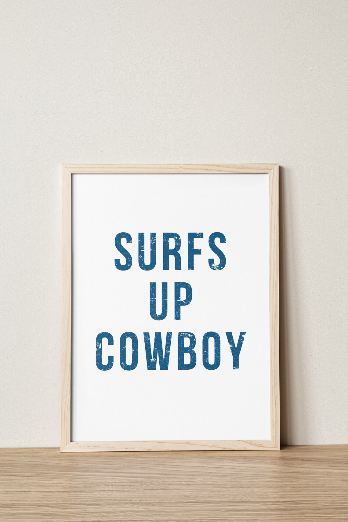 Surfs up Cowboy Print, Blue Typography Poster, Trendy Surfing Poster ...