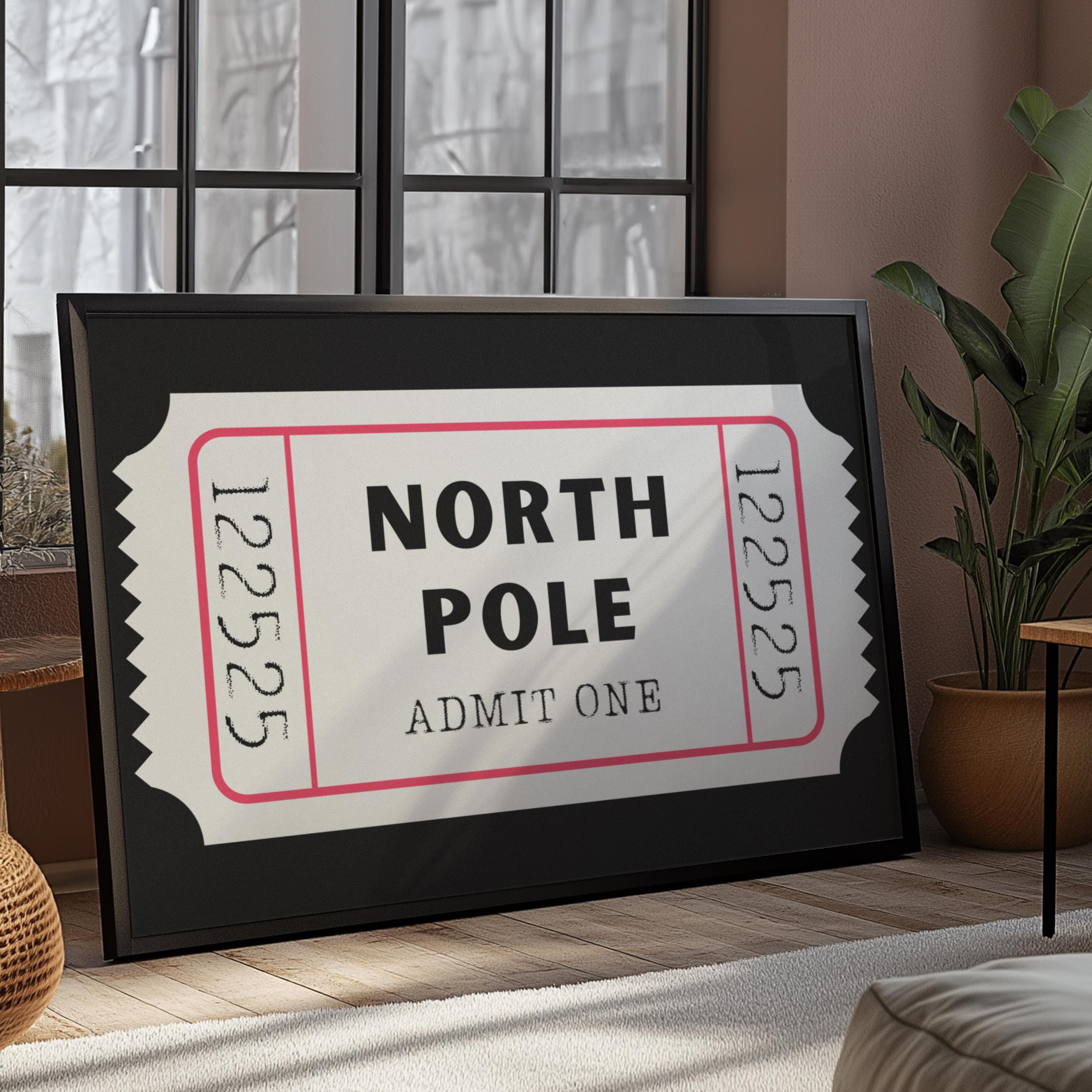 Christmas Ticket Stub Print, North Pole Ticket Stub Wall Print , North ...