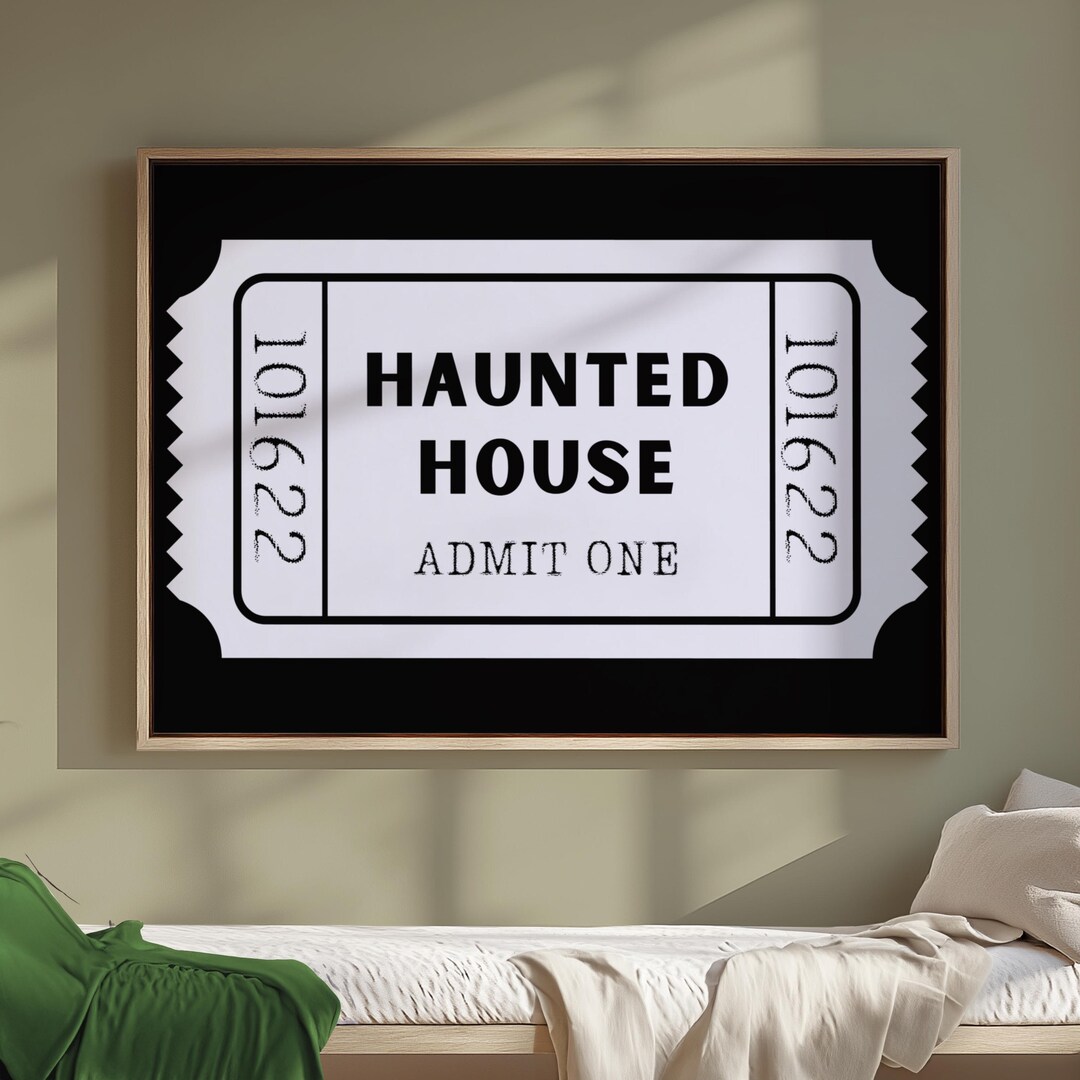 Haunted House Ticket Print, Halloween Ticket Print, Retro Fall Themed ...