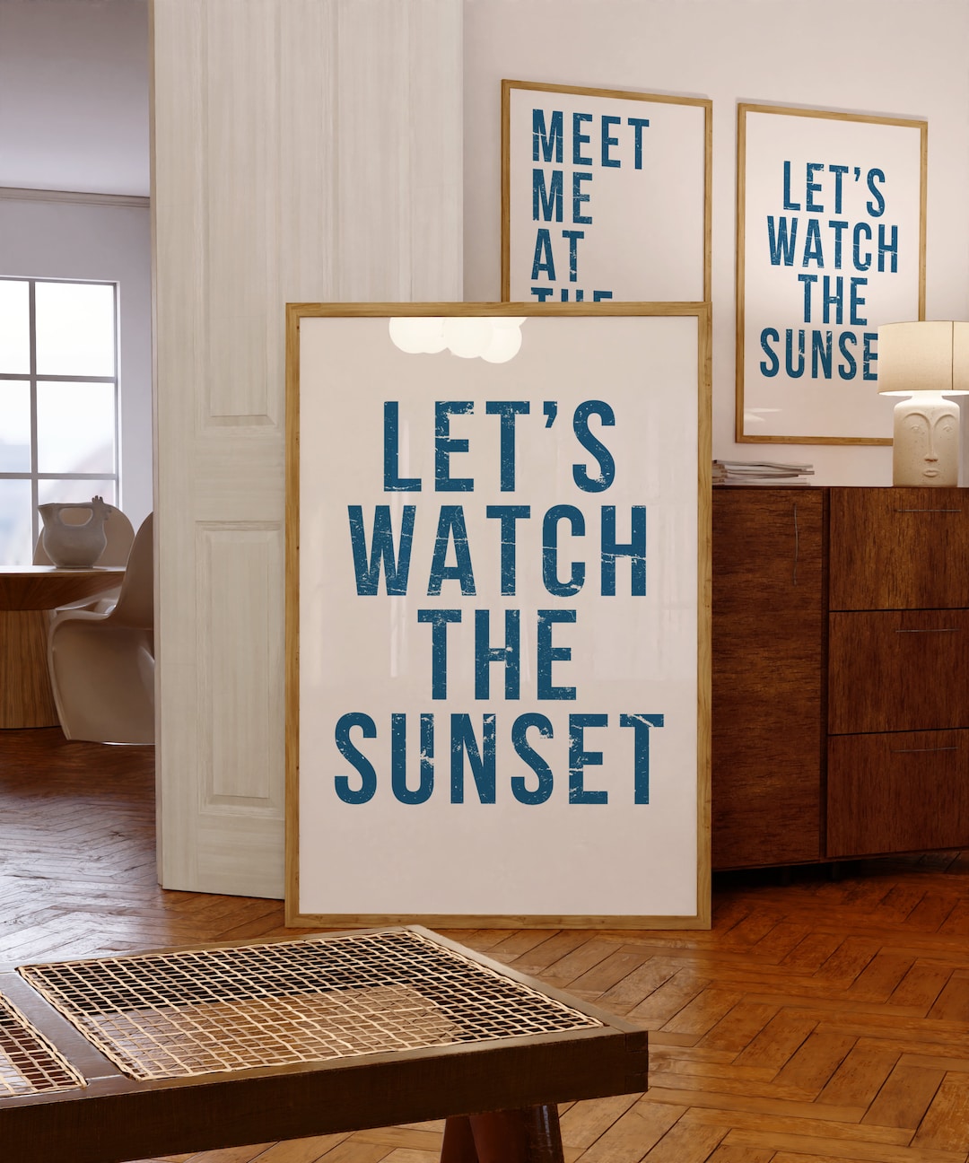 Let's Watch the Sunset Printable, Trendy West Coast Art, Blue ...