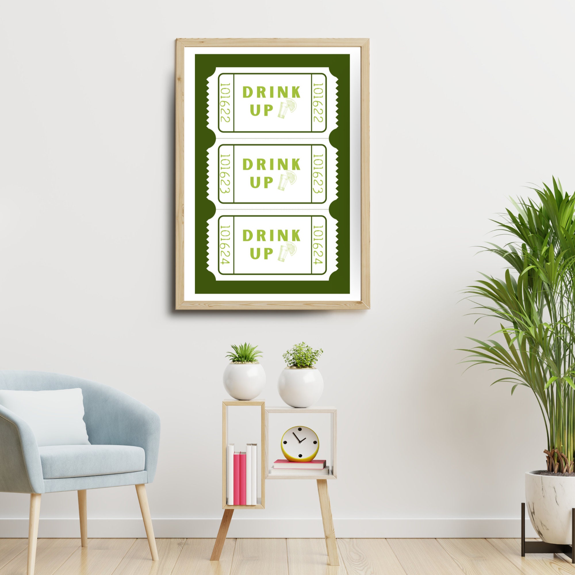 Good Times Ticket Green Wall Art Drink Ticket Bar Sign Green Bar Cart ...