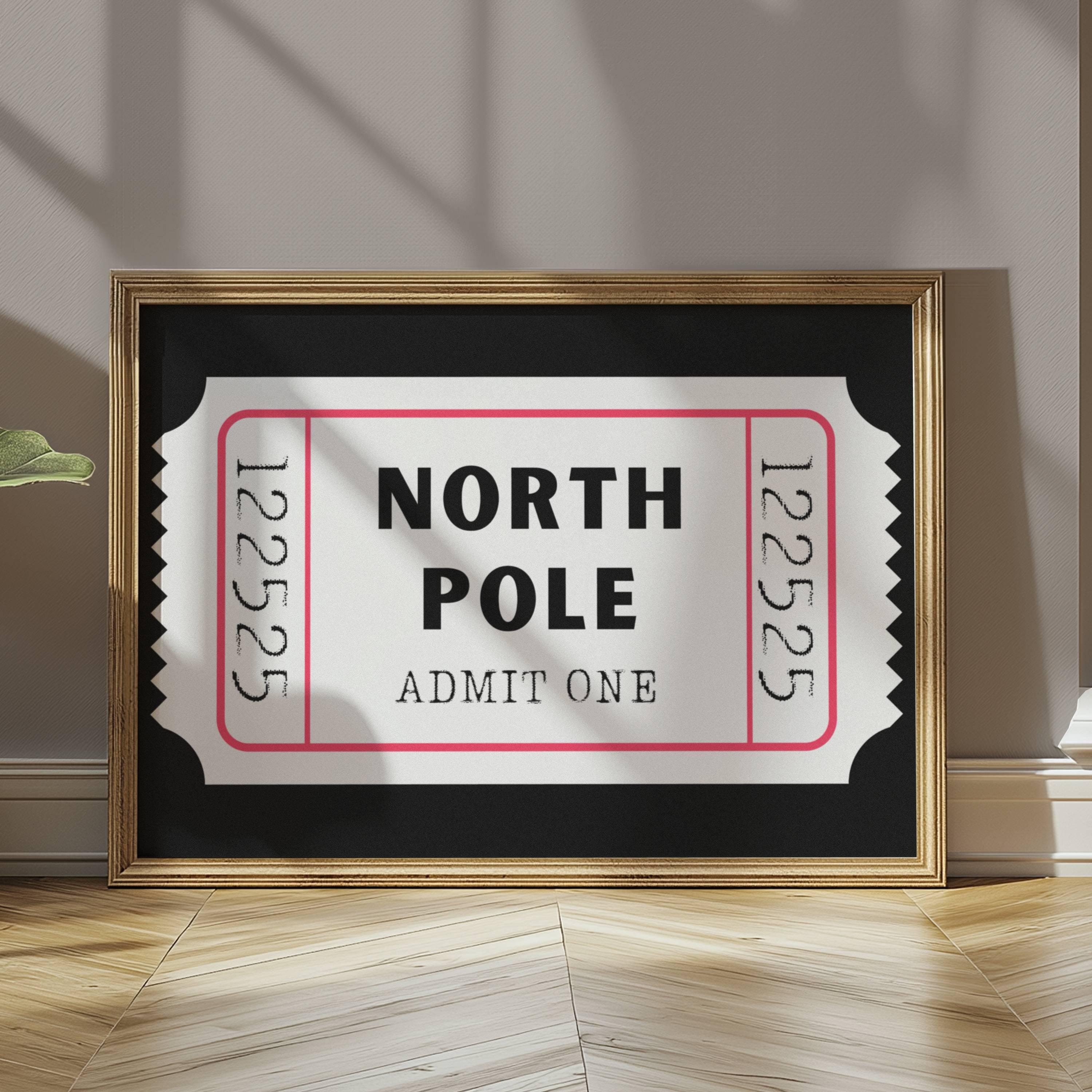 Christmas Ticket Stub Print, North Pole Ticket Stub Wall Print , North ...