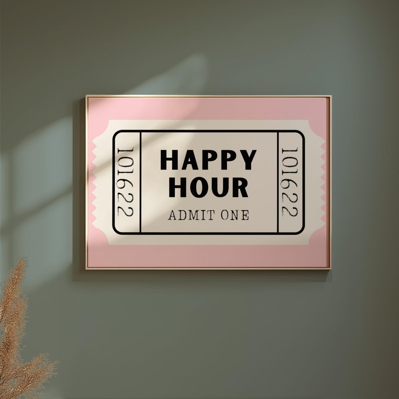 Happy Hour Ticket Print, Ticket Stub Wall Art, Happy Hour Club Poster ...