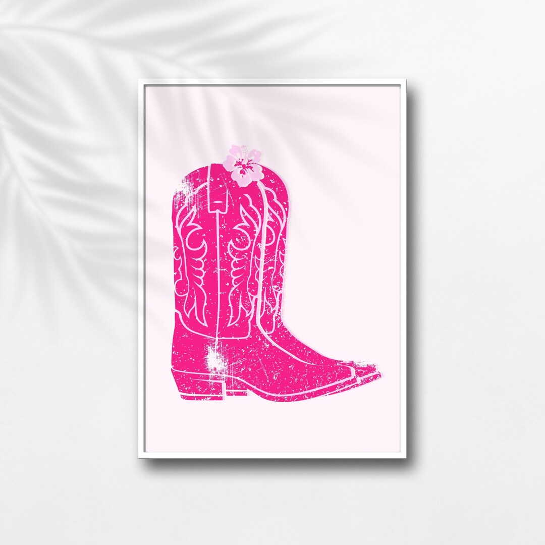 Pink Retro Western Print | Girly Western Wall Art | Coastal Cowgirl ...