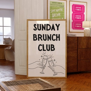 Brunch Club Wall Art, Sunday Brunch Social Club, Above the Sink Art ...