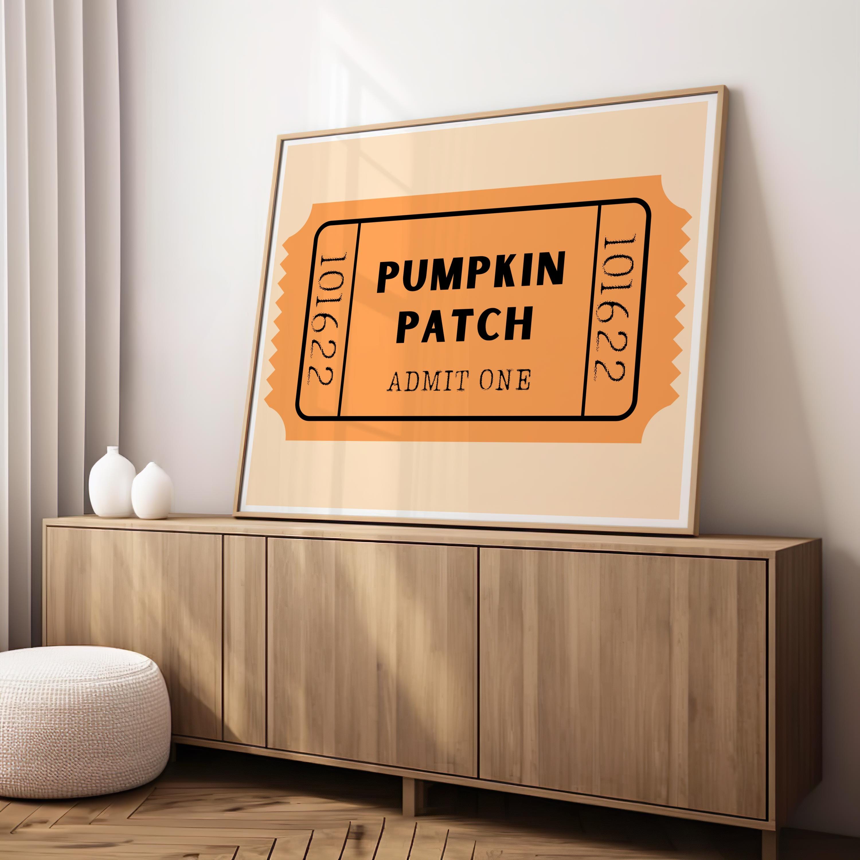 Pumpkin Patch Ticket Stub Wall Print, Halloween Ticket Print, Retro ...