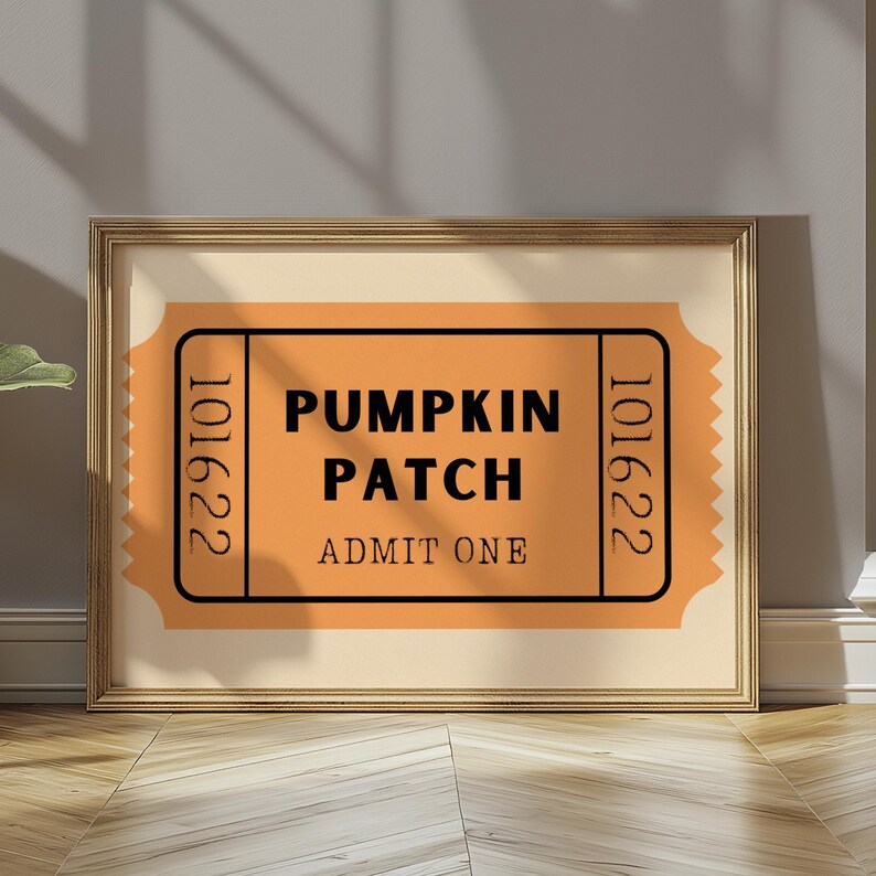 Pumpkin Patch Ticket Stub Wall Print, Halloween Ticket Print, Retro ...
