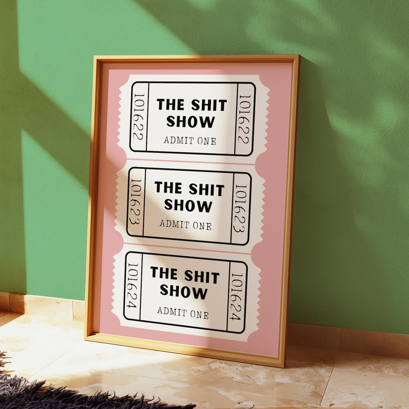 Shit Show Ticket Print, Ticket Stub Wall Art, Pink and White Digital ...