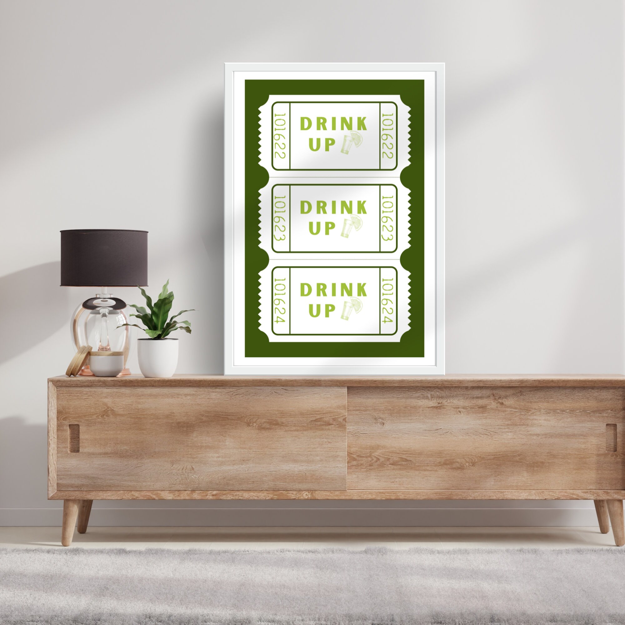 Good Times Ticket Green Wall Art Drink Ticket Bar Sign Green Bar Cart ...
