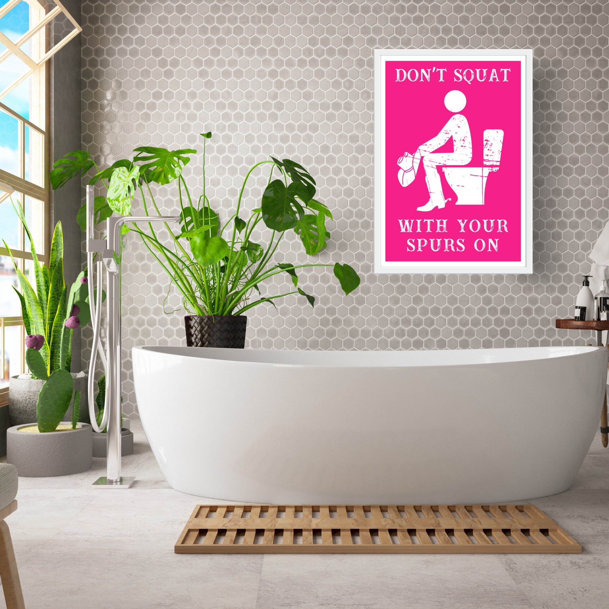 Cowboy Cowgirl Bathroom Sign, Wall Art, Western Themed Bathroom Decor ...