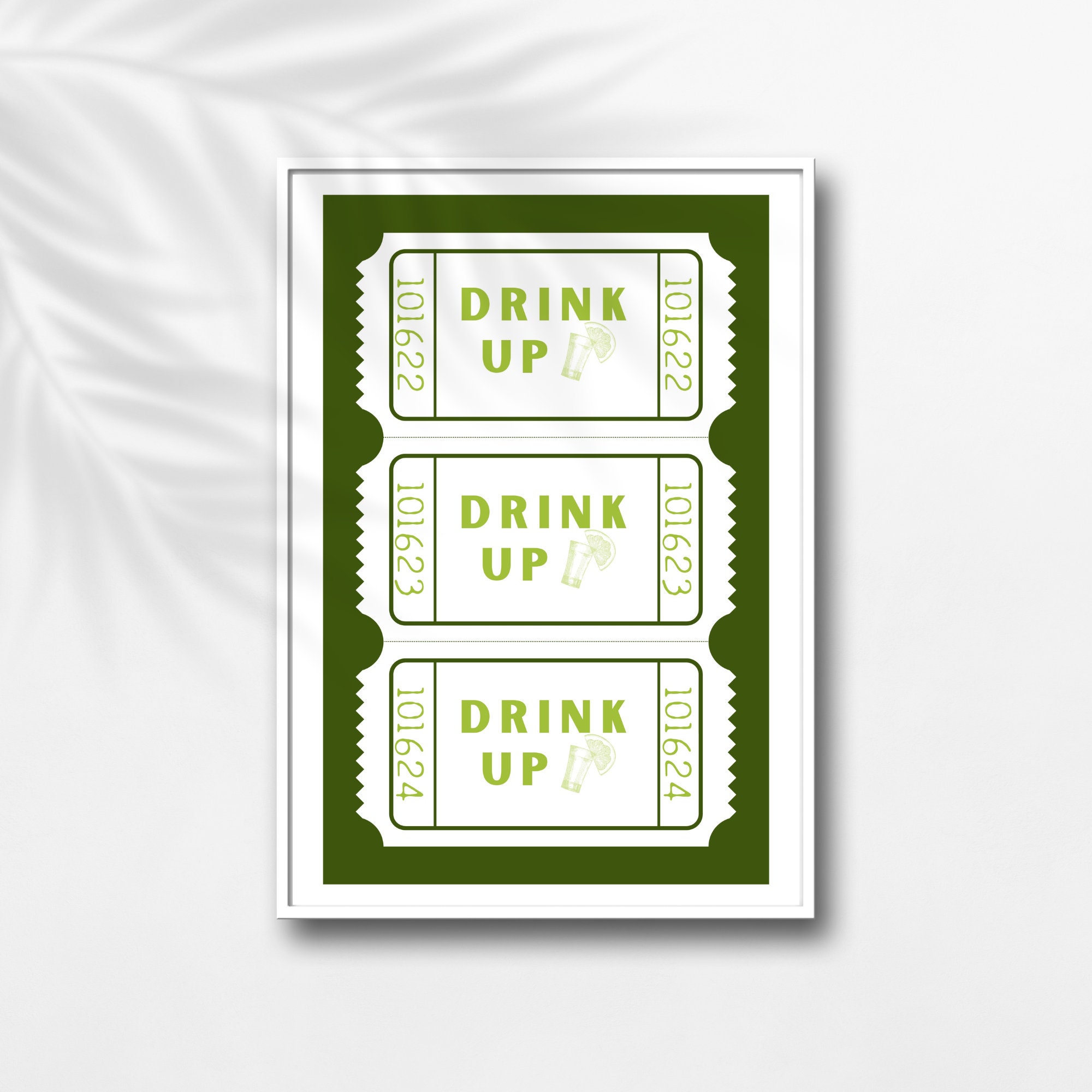 Good Times Ticket Green Wall Art Drink Ticket Bar Sign Green Bar Cart ...