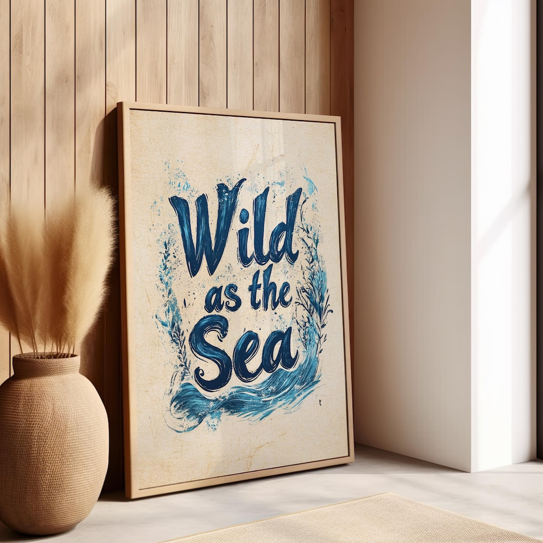 Wild as the Sea Fisherman Aesthetic Poster, Vintage Fish Poster ...