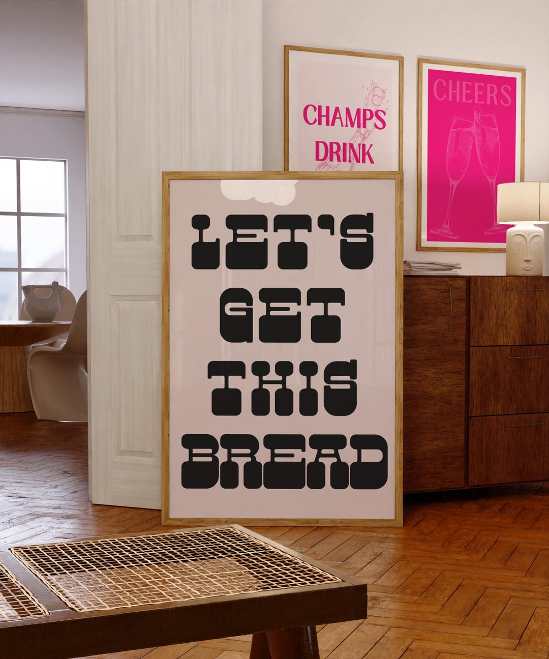 Let's Get This Bread Wall Art, Motivational Kitchen Wall Art, Vintage ...