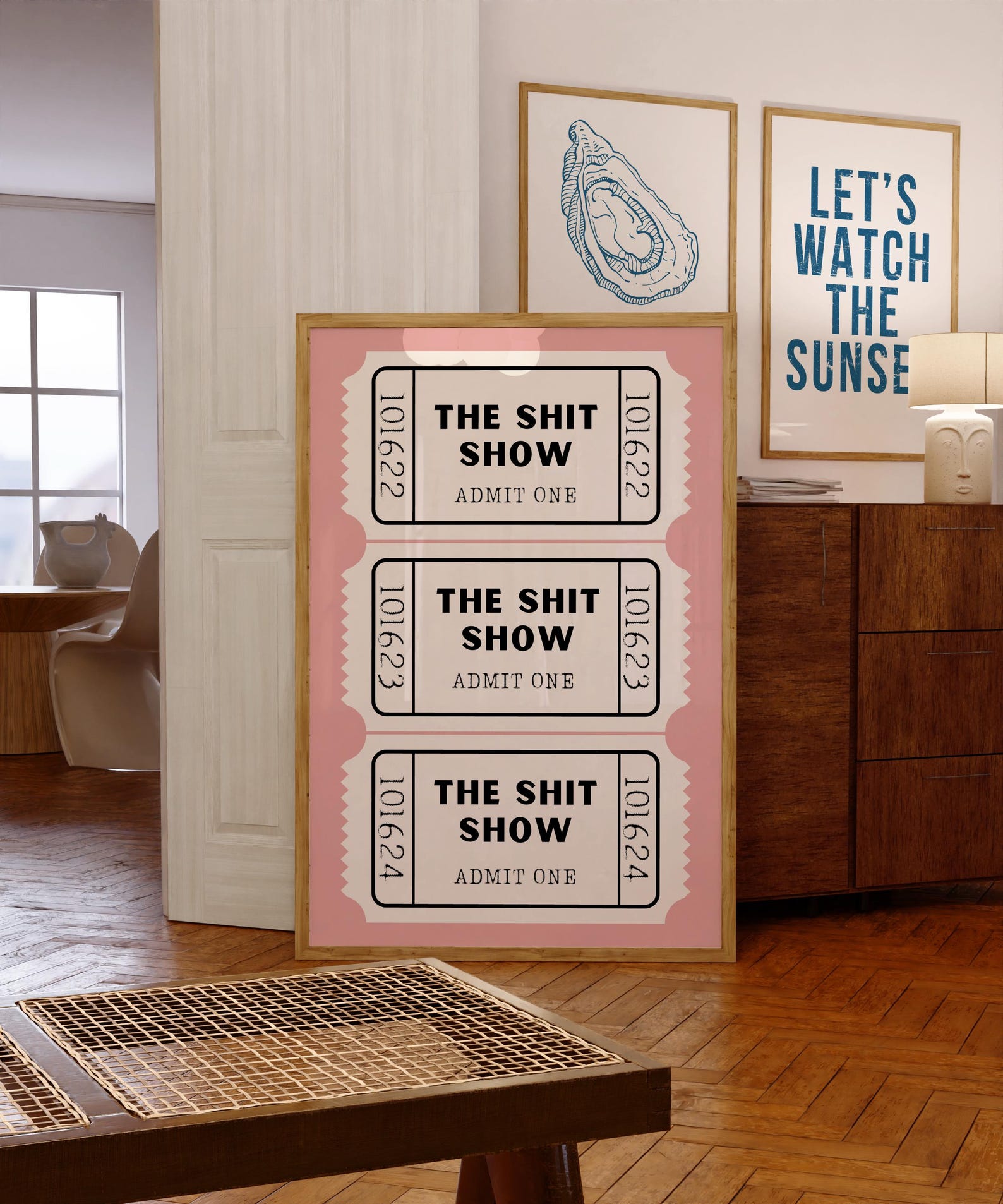 Shit Show Ticket Print, Ticket Stub Wall Art, Pink and White Digital ...