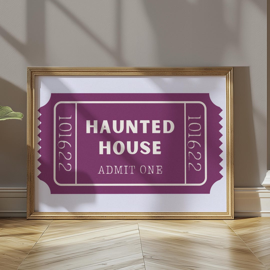 Haunted House Ticket Print, Halloween Ticket Print, Retro Fall Themed ...