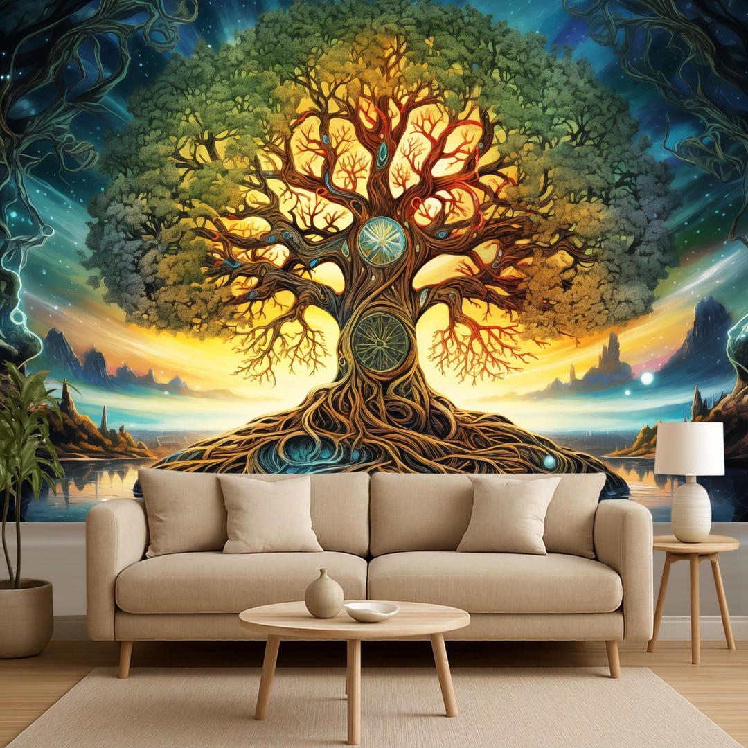Tree of Life Wall Mural – Enchanted Forest Peel & Stick Wallpaper ...