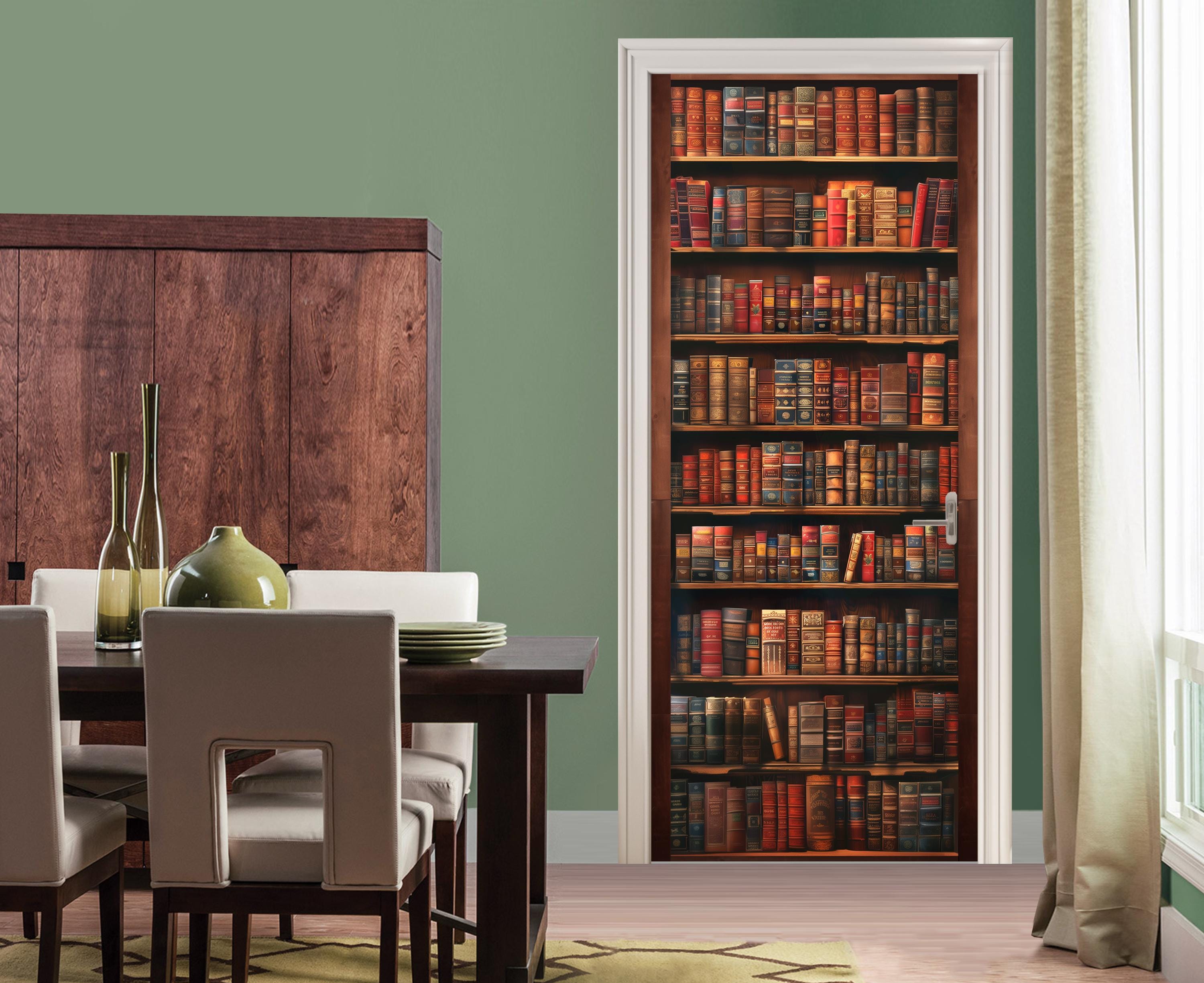 Bookcase Door Decal, Bookshelf Door Sticker, Books Decal, Classic ...