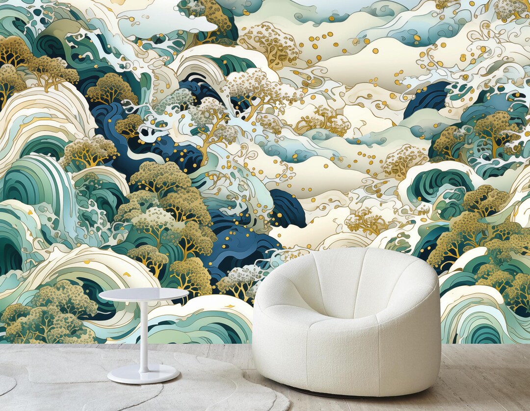 Japanese Wallpaper, Japanese Waterfall Mural, Asian Landscape Wall Art ...