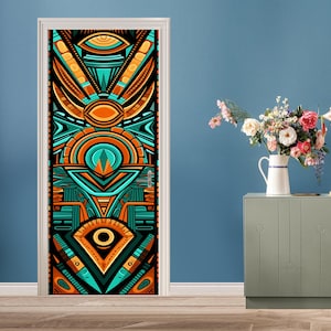African Culture Sticker Door, African Pattern Self-adhesive, Africa ...