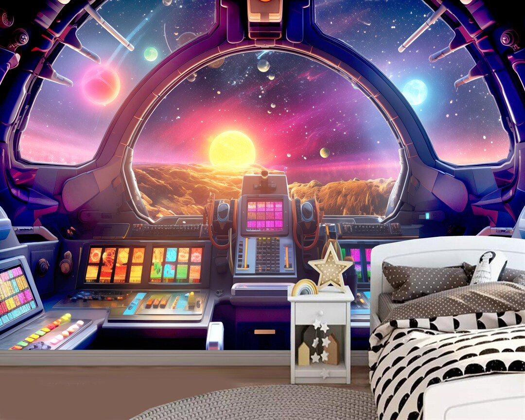 Space Wallpaper, Spaceship Wall Mural, Space Decor, Fantastic Space ...