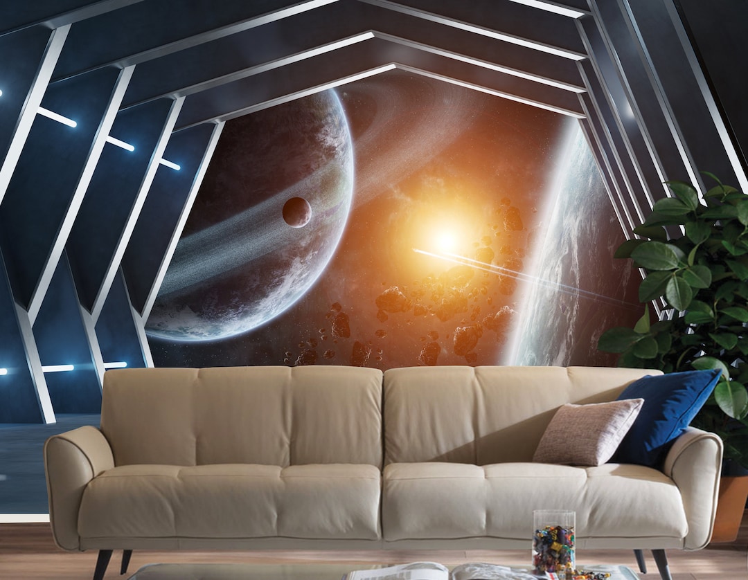 Space Wallpaper, Spaceship Wall Mural, Space Decor, Fantastic Space ...